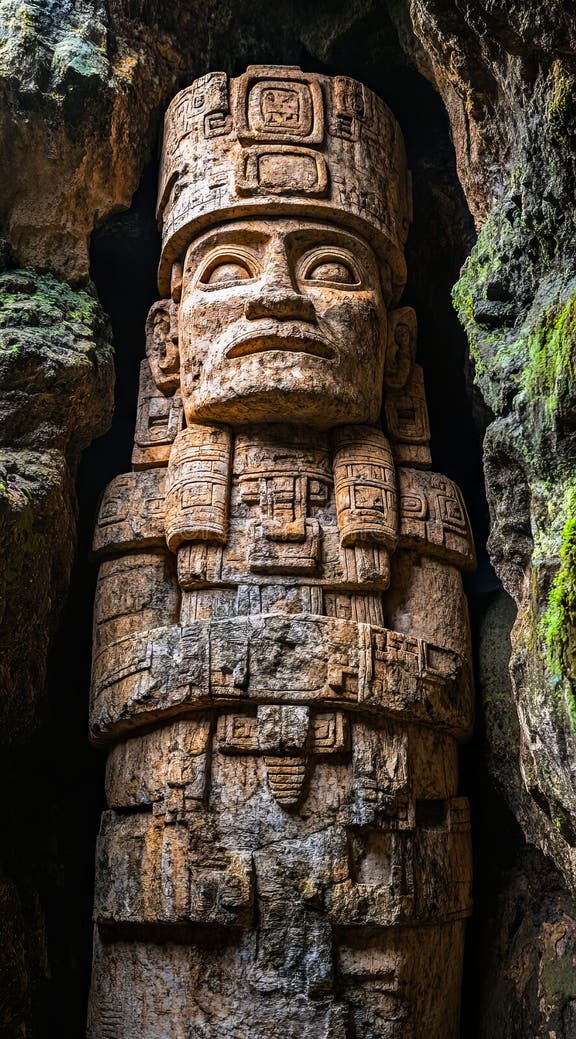 A Large Stone Statue in the Middle of a Cave Stock Photo - Image of ...