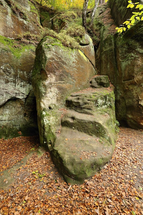 Large Stone with Steps in Rocks Stock Image - Image of large, sandstone ...