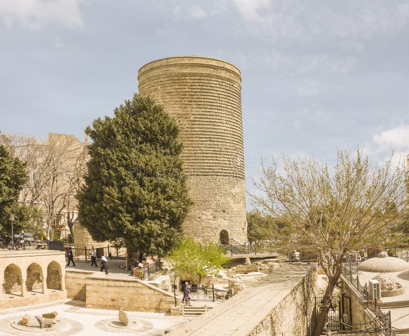 A Large Stone Tower in the Old Part of the City. Stock Image - Image of ...