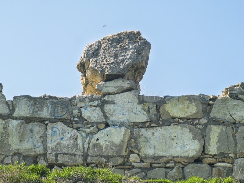 Large Stone on the Wall of Fortress Stock Image - Image of cement ...