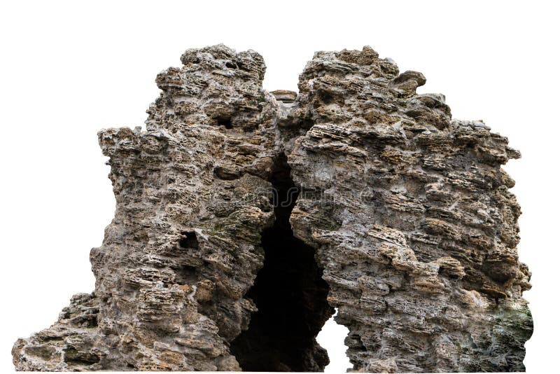 Large Stone Rock on a White Background in Isolation Stock Photo - Image ...