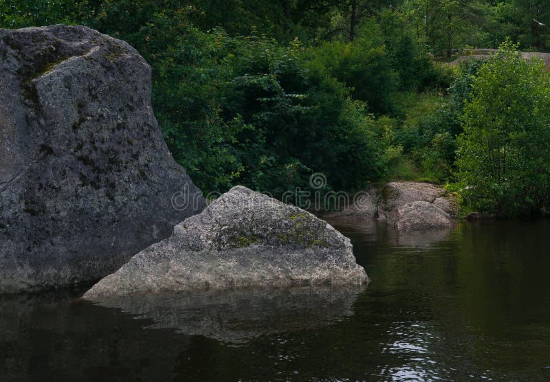 Large Stones on the Lake, Nature Stock Photo - Image of water, waterway ...