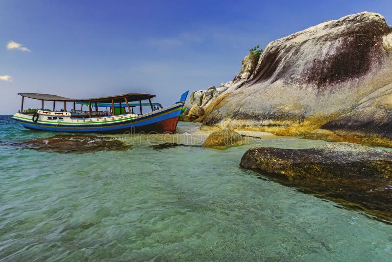 Large Stones with a Tourist Boat Stock Photo - Image of ship, natural ...