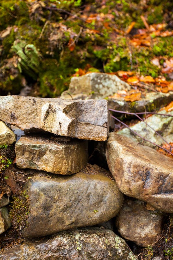 Large stones in the wood stock photo. Image of surface - 82951678