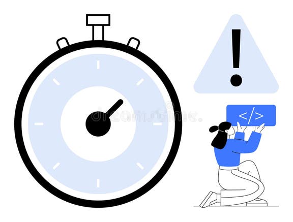 Deadline Concept with Stopwatch, Warning Icon, and Programmer Debugging ...