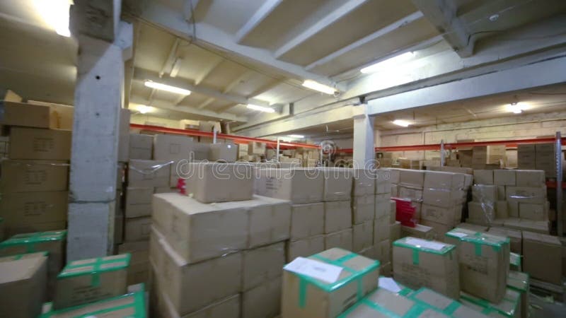Large Storage Area with Cardboard Boxes and Stock Footage - Video of ...