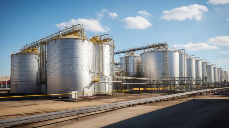 Large Storage Tanks and Silos Used for Storing Raw Materials in an ...