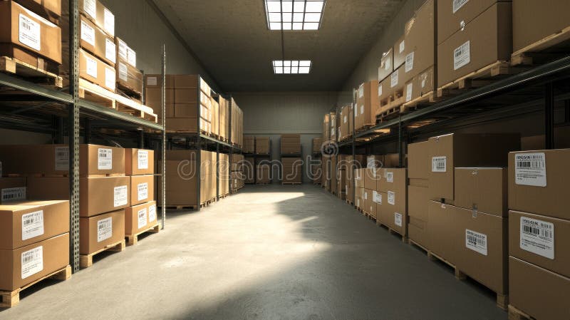 Warehouse Storage Cardboard Boxes Pallets Efficient Organized Logistics ...