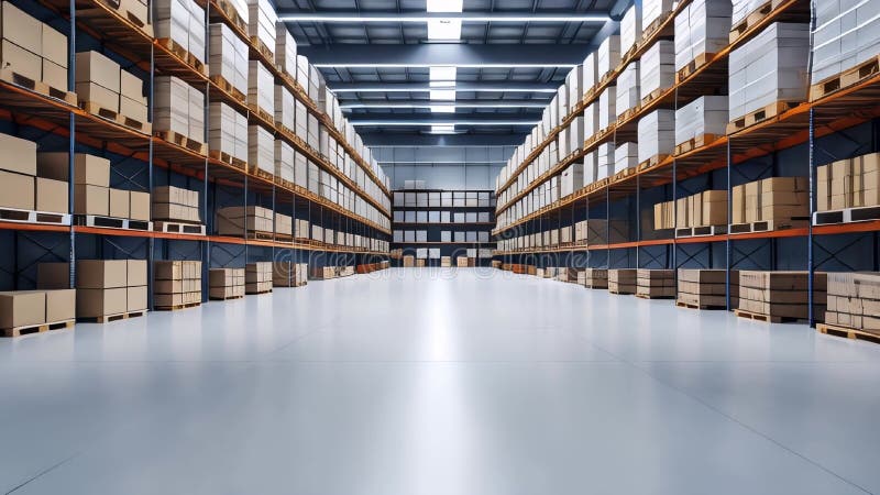 Large Storage Warehouse Interior with Shelves and Boxes Stock Video ...