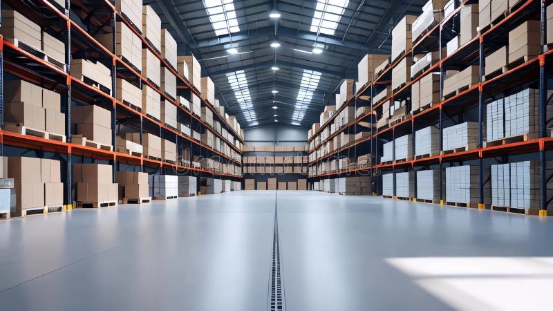 Large Storage Warehouse Interior with Shelves and Boxes Stock Video ...