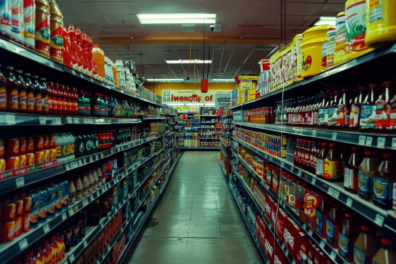 Large Store Aisle with Many Different Types of Beverages Stock Image ...