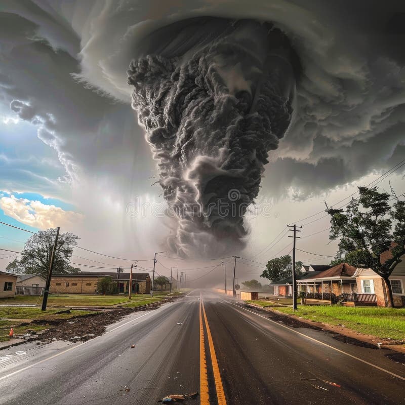 A Large Storm Cloud is Hovering Over a City Street Stock Illustration ...