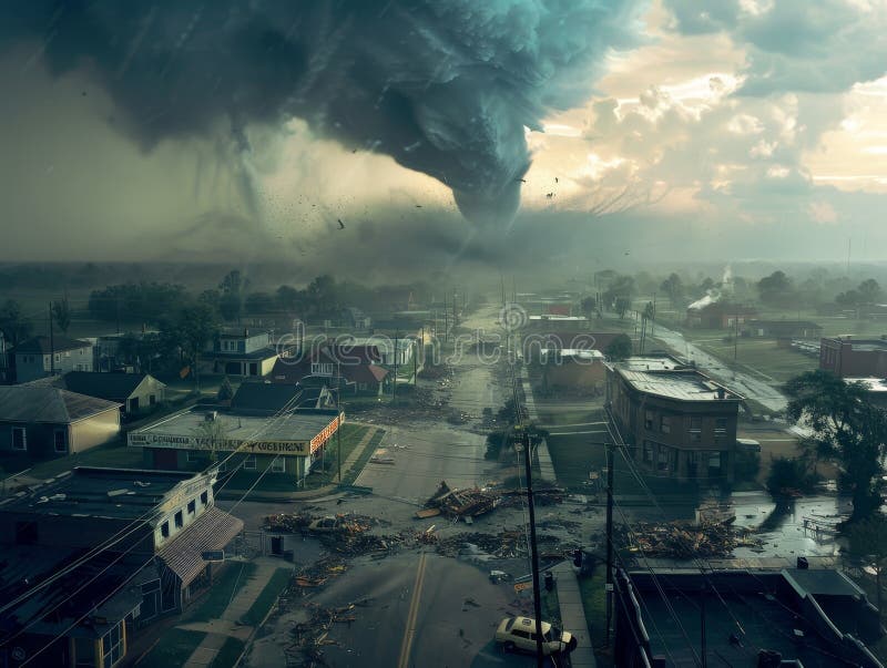 A Large Storm Cloud is Hovering Over a City Street Stock Illustration ...