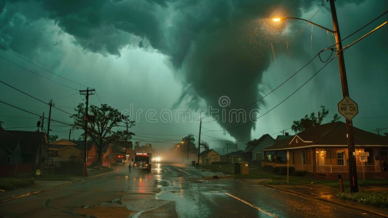 A Large Storm Cloud is Hovering Over a City Street Stock Illustration ...