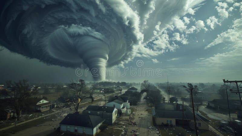 A Large Storm Cloud is Hovering Over a City Street Stock Illustration ...