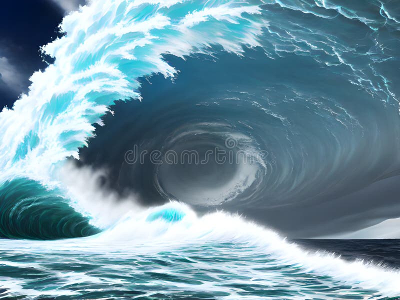 A Large Storm of the Ocean, AI Generated Stock Illustration ...