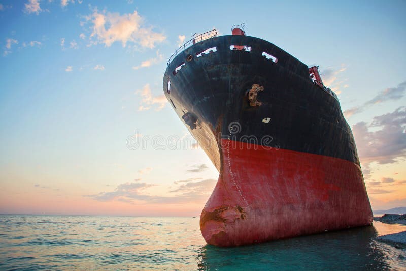 Large Stranded Cargo Ship after a Storm Stock Image - Image of ...