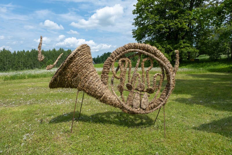 Large Straw Sculpture. Musical Instrument in the Meadow. Editorial ...