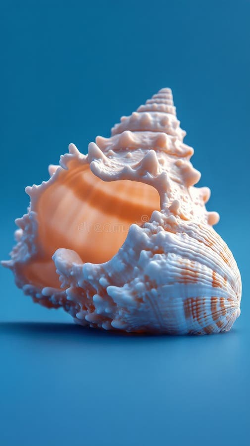 Beautiful Shell on Vibrant Blue Wall in Sunny Coastal Setting Stock ...
