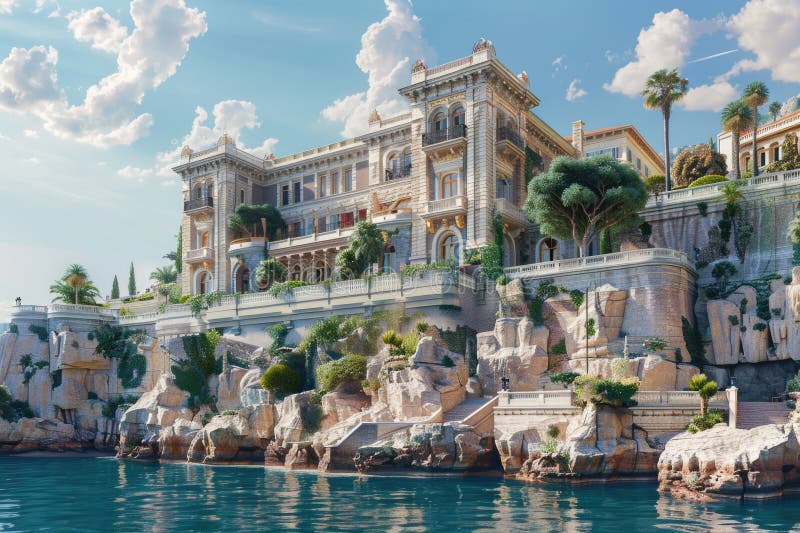 A Large Structure Built on a Cliff Overlooking the Ocean, Perfect for ...