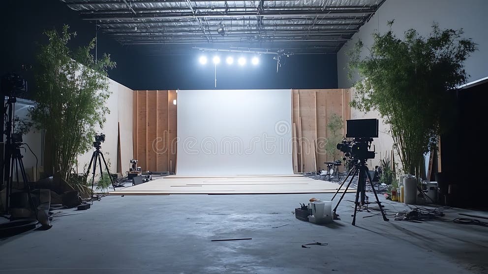 A Large Studio Space with a White Backdrop Stock Illustration ...