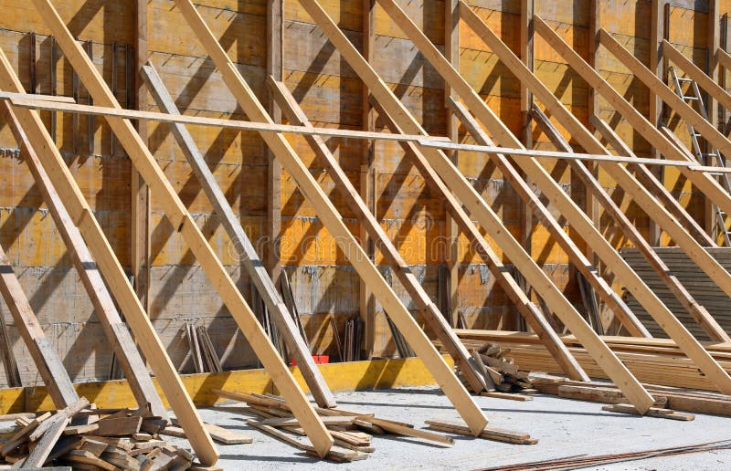 Sturdy Wooden Supports on a Construction Site Stock Image - Image of ...