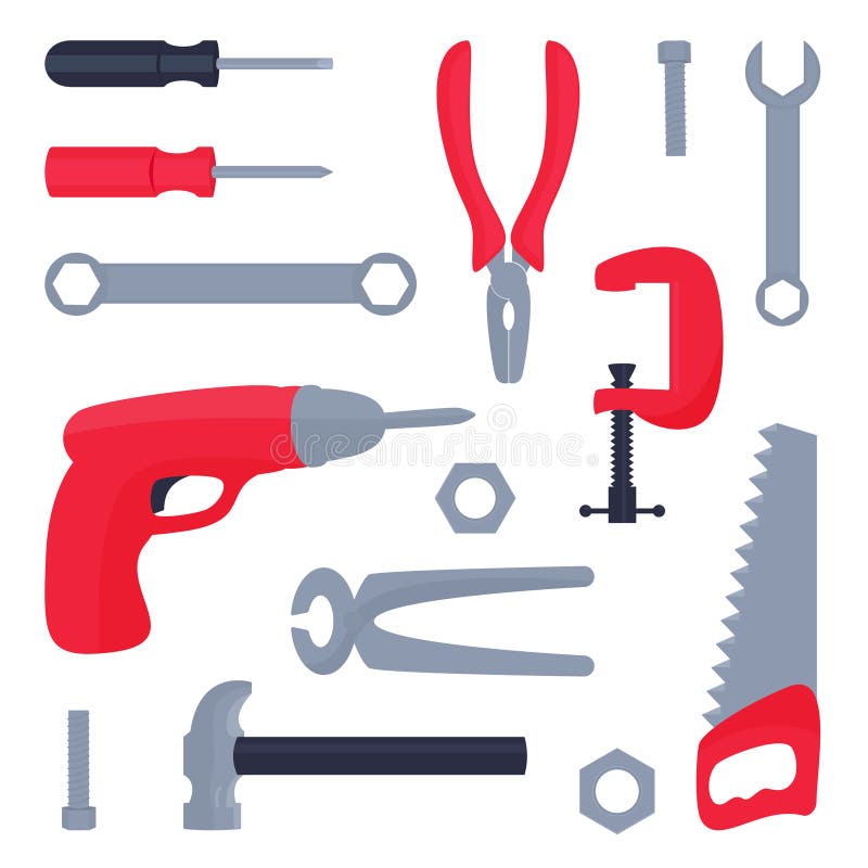 Large Collection of Work Tools Stock Vector - Illustration of symbol ...