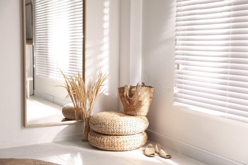 Large Stylish Mirror in Room. Element of Interior Stock Image - Image ...