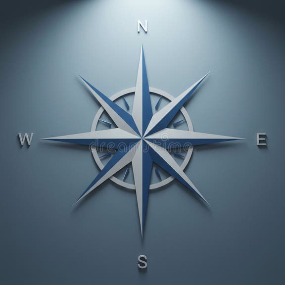 A Large, Stylized Compass Rose with Cardinal Directions (N, E, S, W) is Displayed on a Stock ...