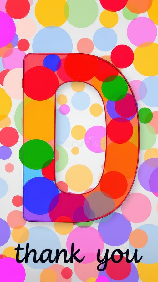 Colorful Thank You Message with Vibrant Circles and Letter D Design Set ...
