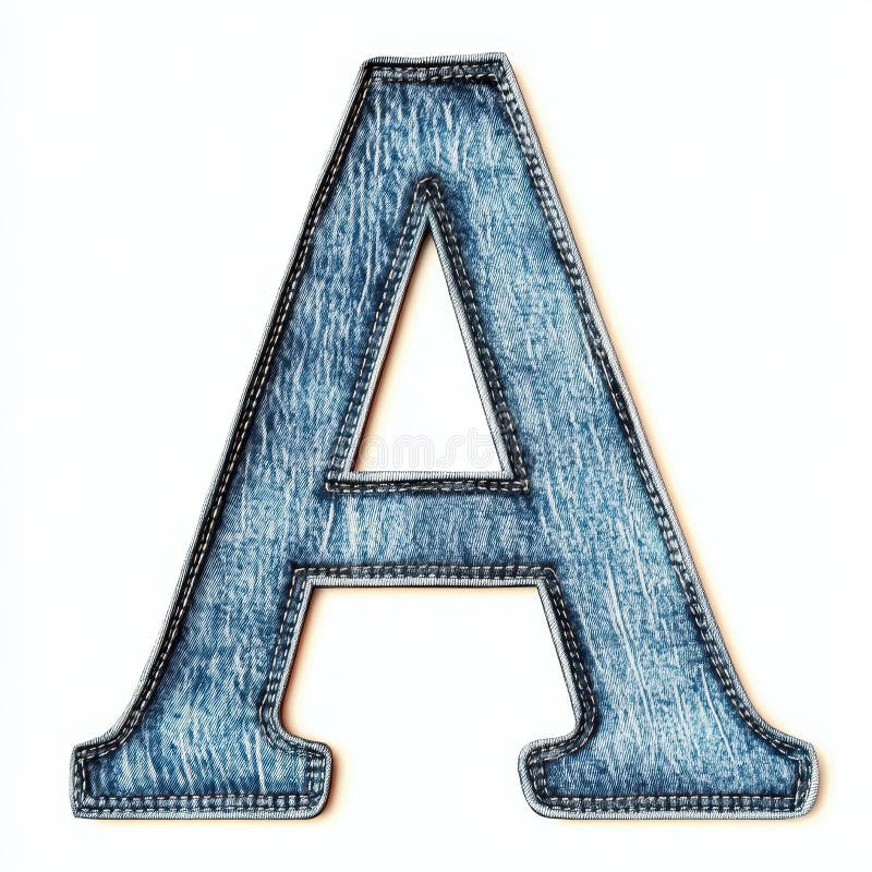 A Large, Stylized Letter a Designed with a Denim Texture and Outlined ...
