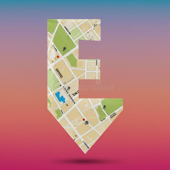 A Large, Stylized Letter "E" is Filled with a Street Map Featuring ...