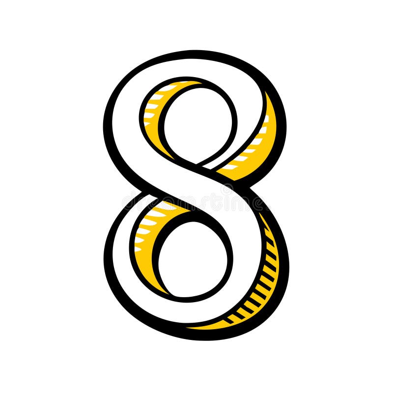 A Large, Stylized Number 8 is Depicted with a Bold Black Outline and a ...