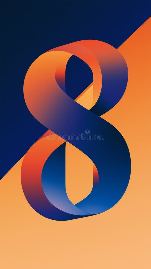 Large Stylized Number Eight is Rendered with a Smooth Gradient of ...