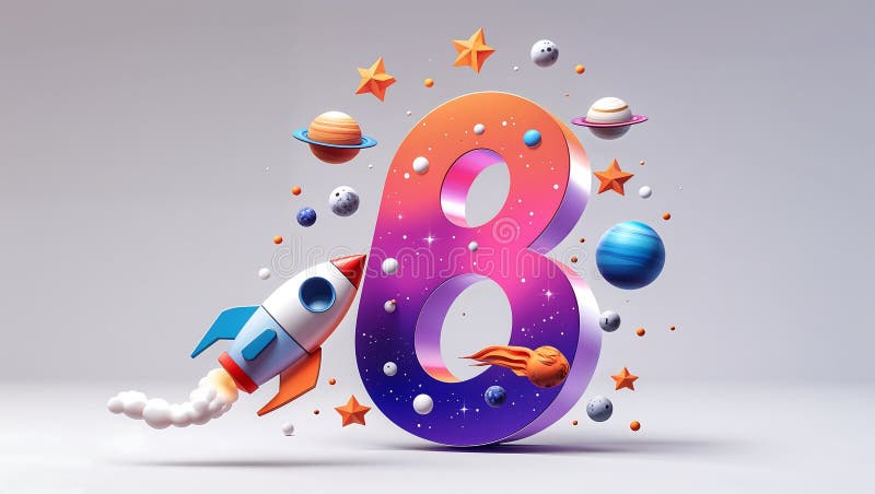 Three-Dimensional Stylized Numbers with Vibrant Cosmic Gradient Theme ...