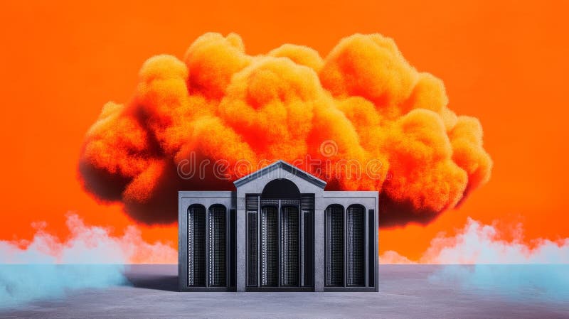 A Large Stylized Orange Cloud Forms the Background this Image Showcases ...