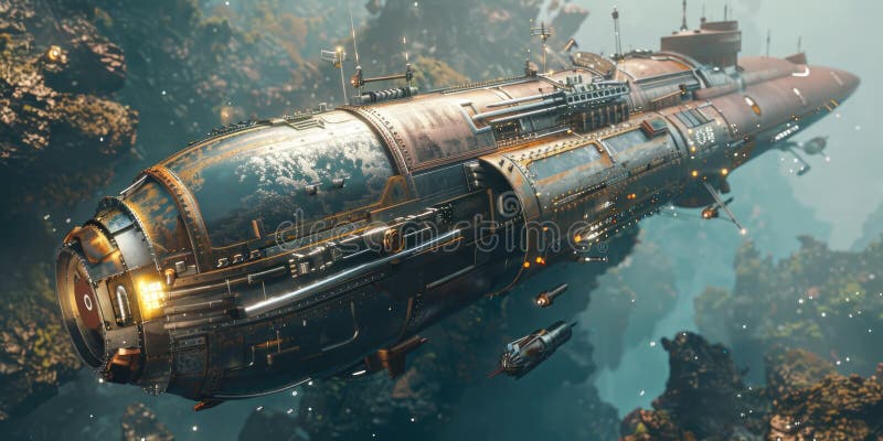 A Large Submarine Floating in the Ocean, Suitable for Marine-themed ...
