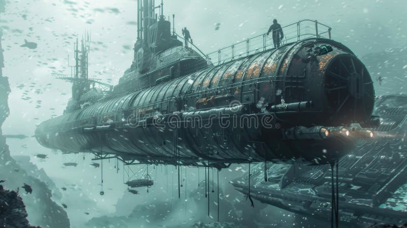 A Large Submarine Floating in the Water. Suitable for Marine and ...