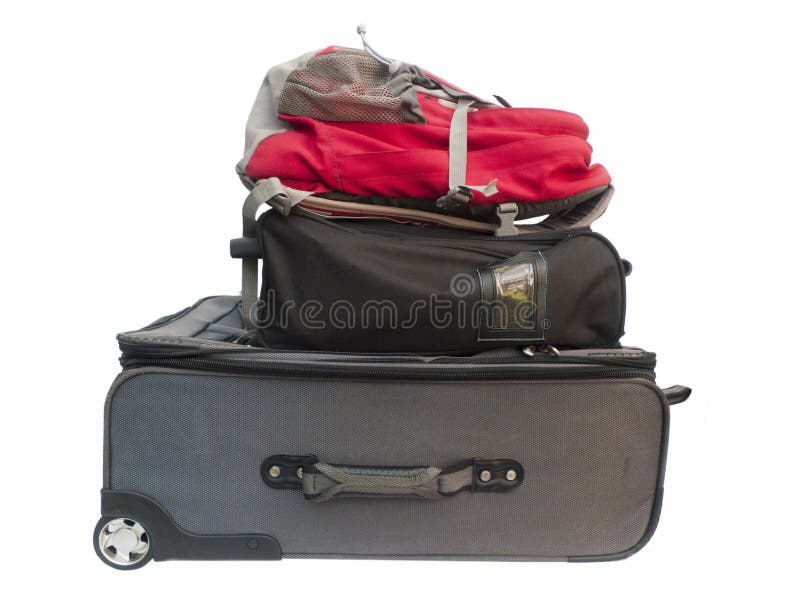 Large Suitcases and Backpack. Stock Photo - Image of journey, white ...