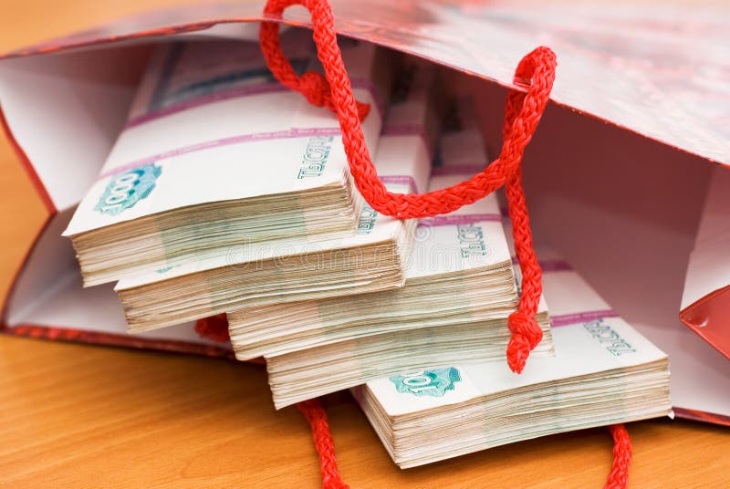 Large Sum of Money in the Package Stock Image - Image of business ...