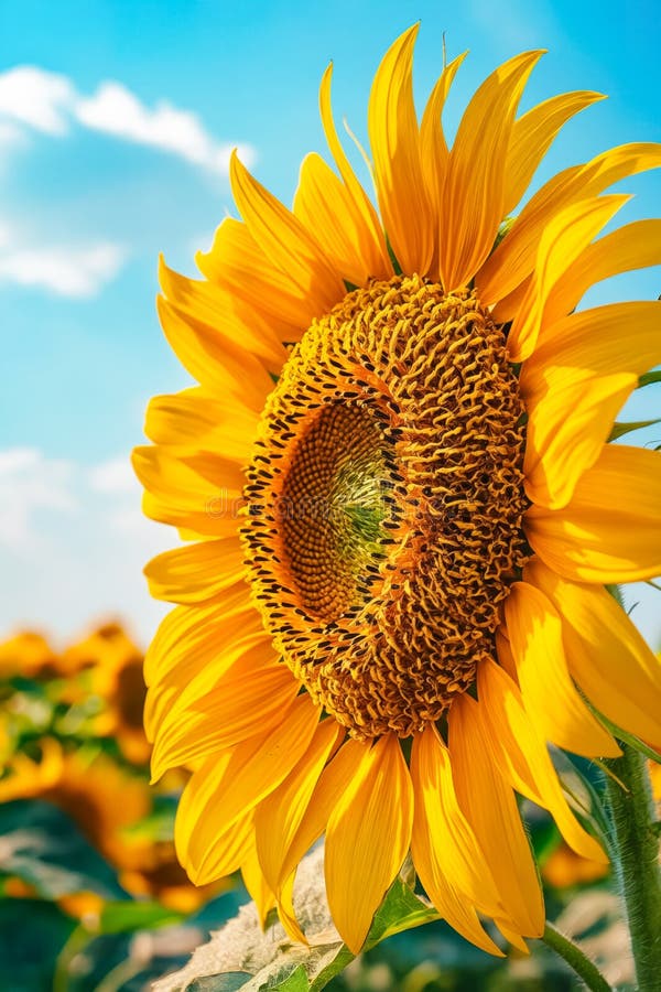 A Large Sunflower in the Middle of a Field of Sunflowers. Generative AI ...