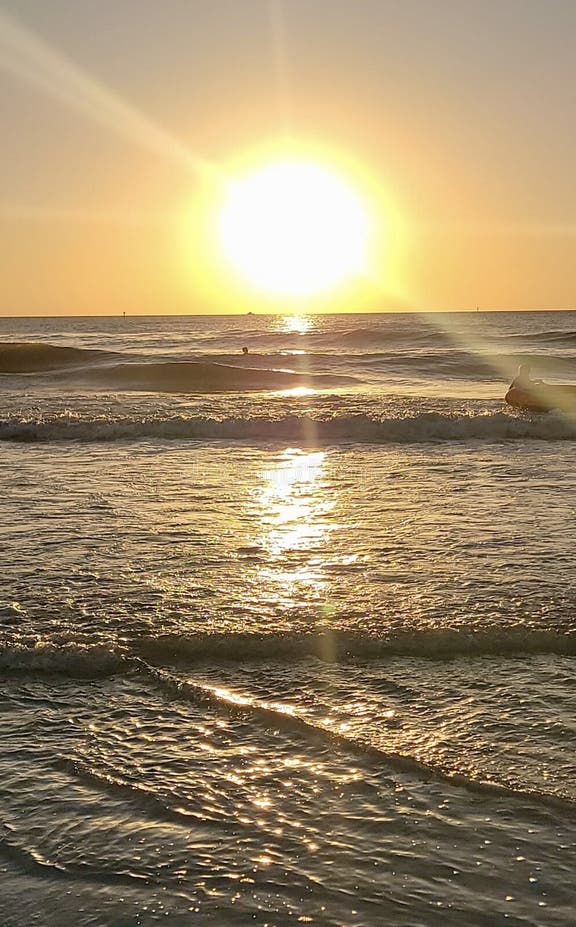 Large Sunset Over the Ocean. Stock Image - Image of sunset, morning ...