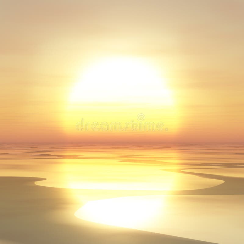 Large Sunset River stock illustration. Illustration of serene - 65114207