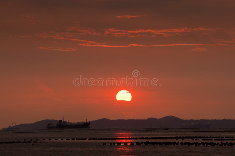 Large Sunset Sky Background on the Beach in Summer Stock Photo - Image ...