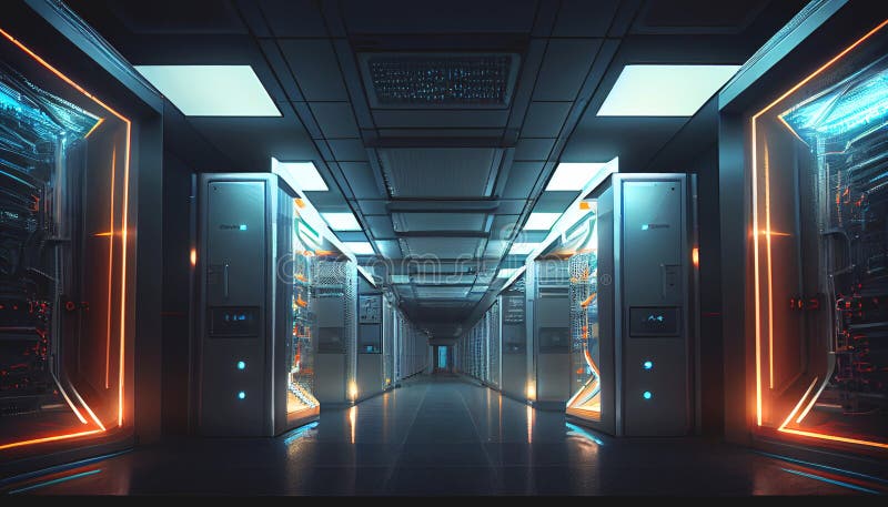 Supercomputer Datacentre Technology Stock Illustration - Illustration ...
