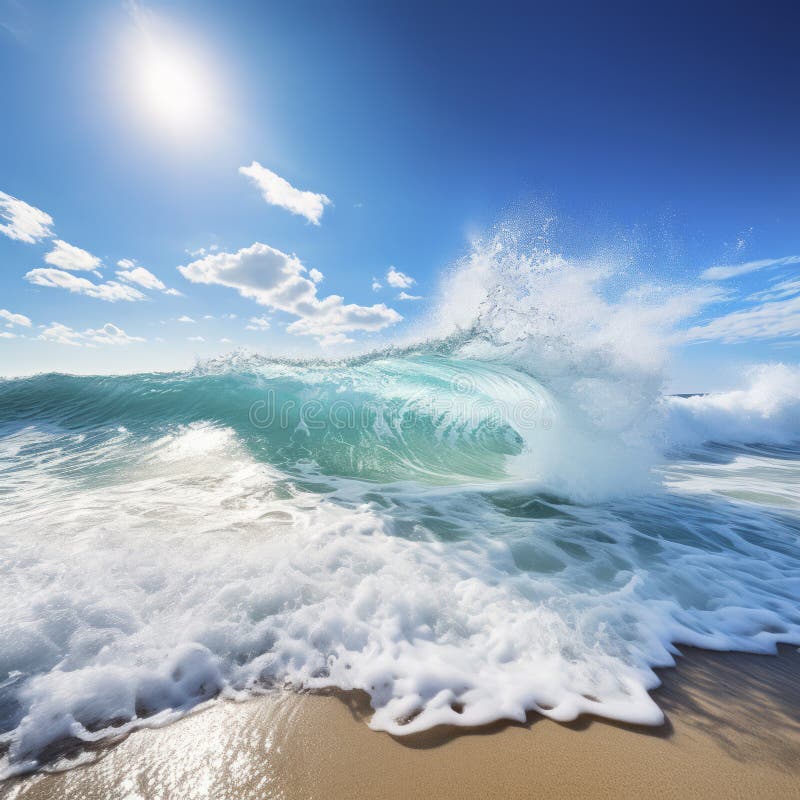 Large Surf Breaking Near a Beach Stock Image - Image of summer, splash ...