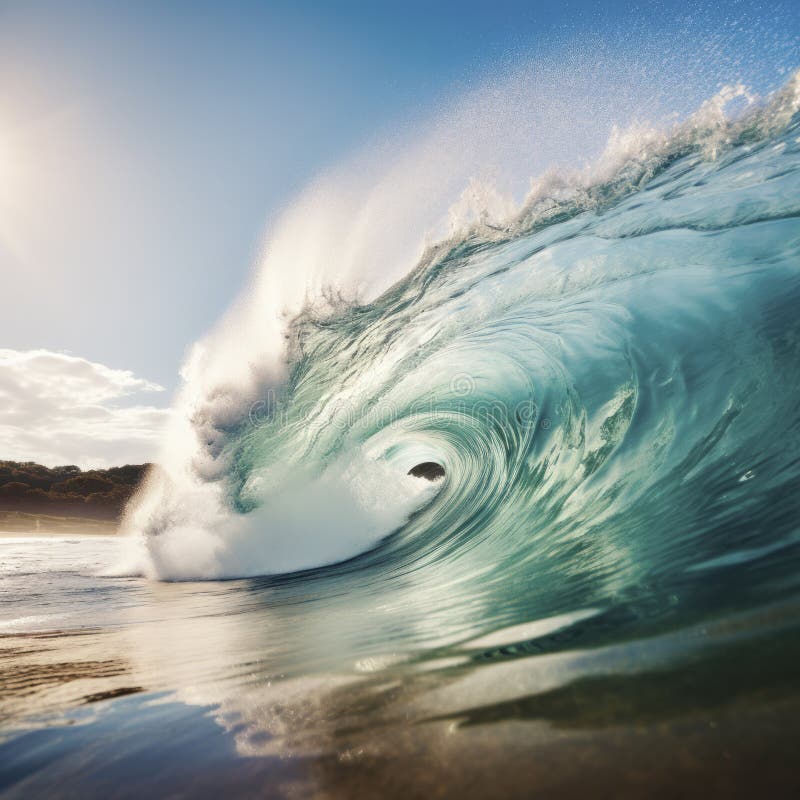 Large Surf Breaking Near a Beach Stock Photo - Image of ocean, shore ...