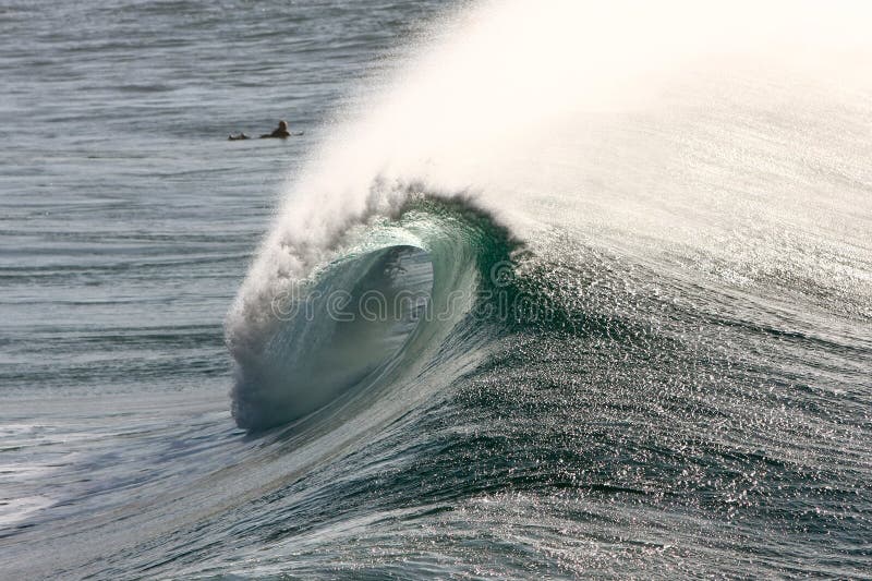 Large Surf Wave with Barrel and Wind. Stock Photo - Image of wind ...