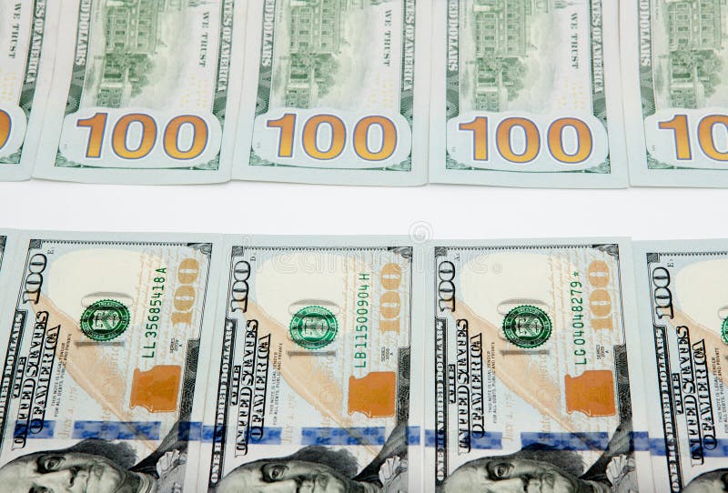 Large Surface Covered with US Cash Notes.High Angle View of US Hundred ...