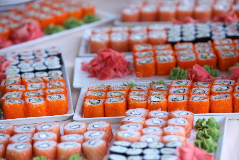 Large sushi sets stock photo. Image of appetizer, cucumber - 89132794